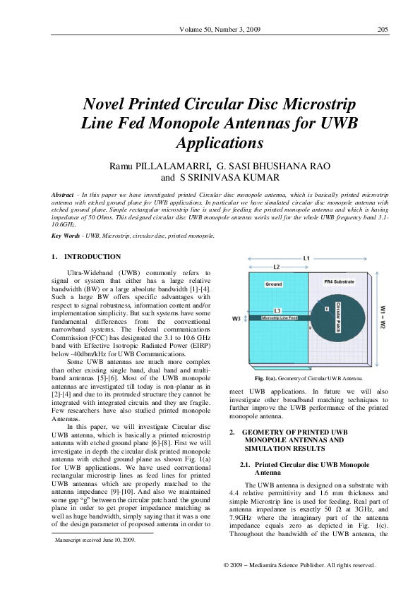 (PDF) Novel Printed Circular Disc Microstrip Line Fed Monopole Antennas ...
