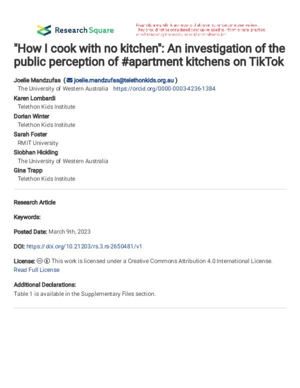 (PDF) How I cook with no kitchen": An investigation of the public ...