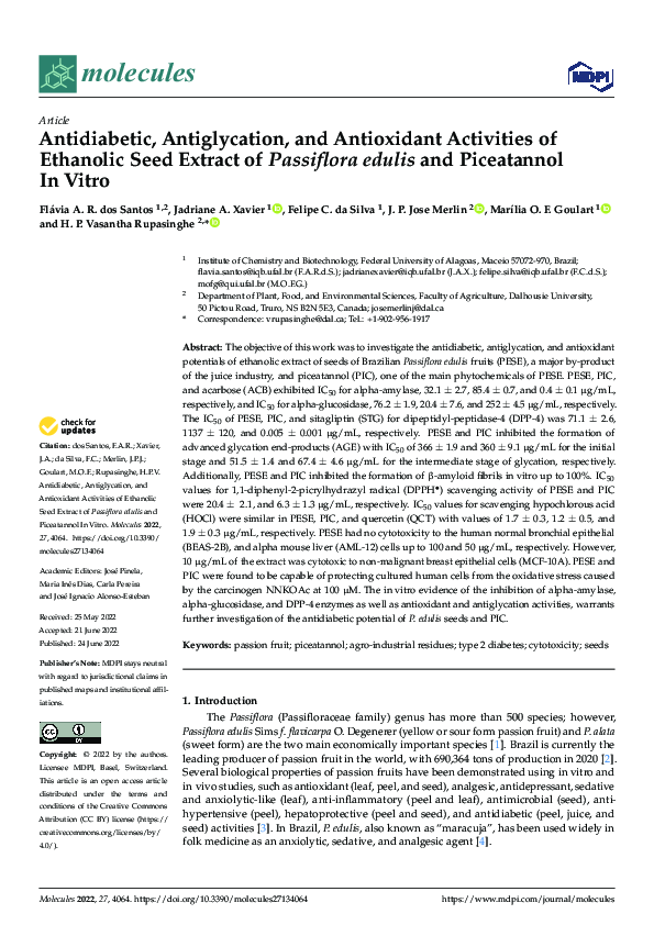 (PDF) Antidiabetic, Antiglycation, and Antioxidant Activities of Ethanolic Seed Extract of ...