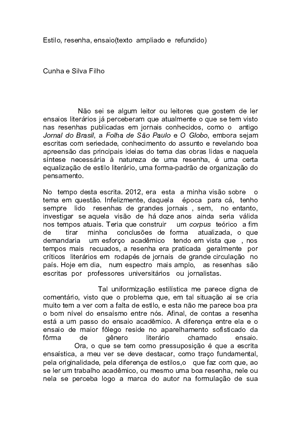 (DOC) Estilo, resenha, ensaio(texto ampliado e refundido