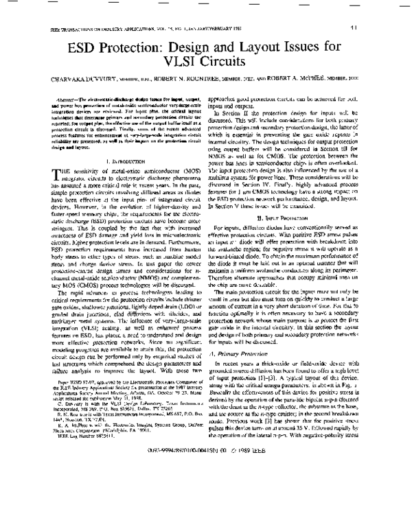 Pdf Esd Protection Design And Layout Issues For Vlsi Circuits