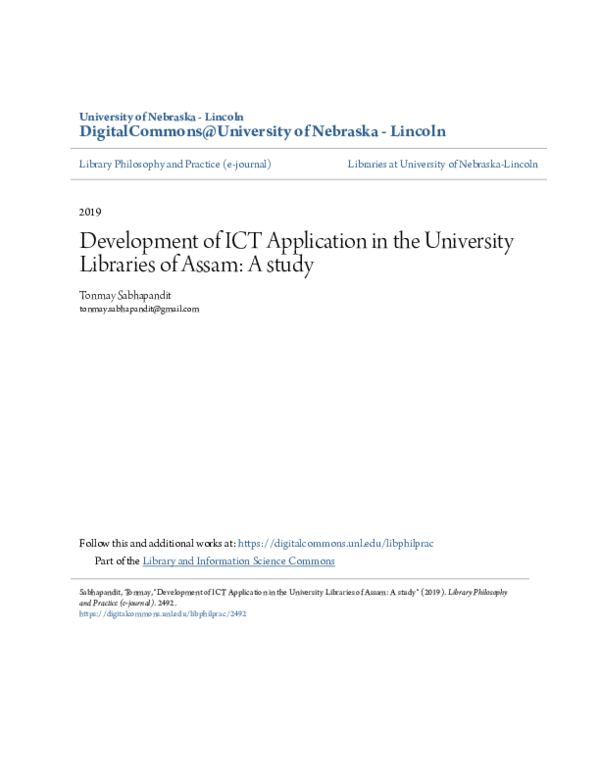 (PDF) Development of ICT Application in the University Libraries of ...