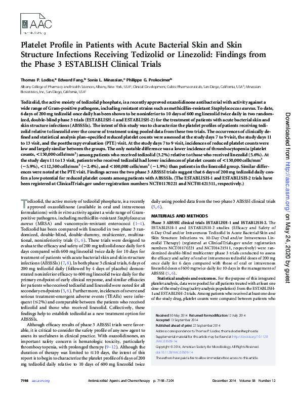 (PDF) Platelet Profile in Patients with Acute Bacterial Skin and Skin ...
