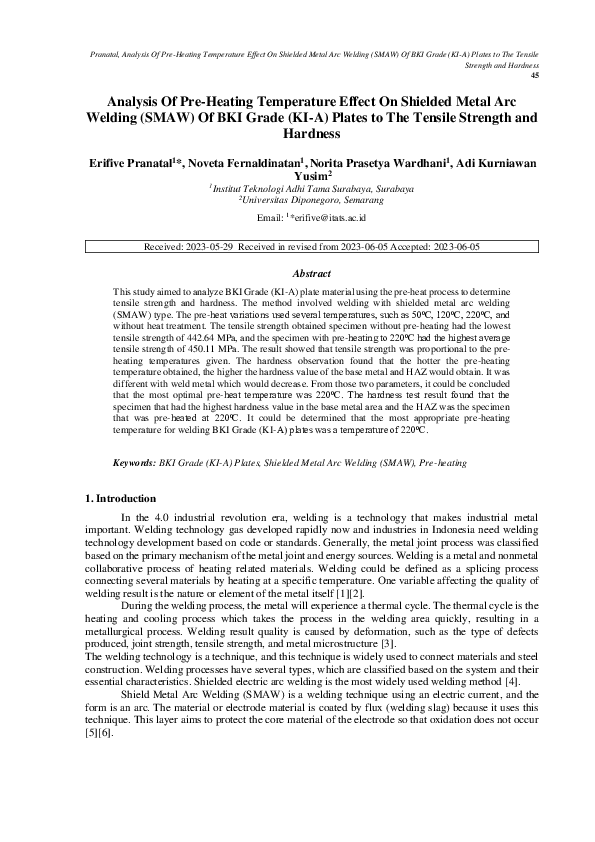 (PDF) Analysis of Pre-Heating Temperature Effect on Shielded Metal Arc ...