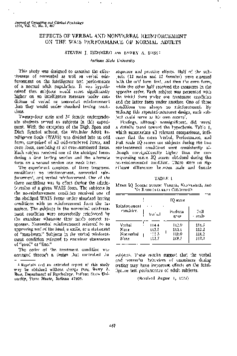 (PDF) Effects of verbal and nonverbal reinforcement on the WAIS ...