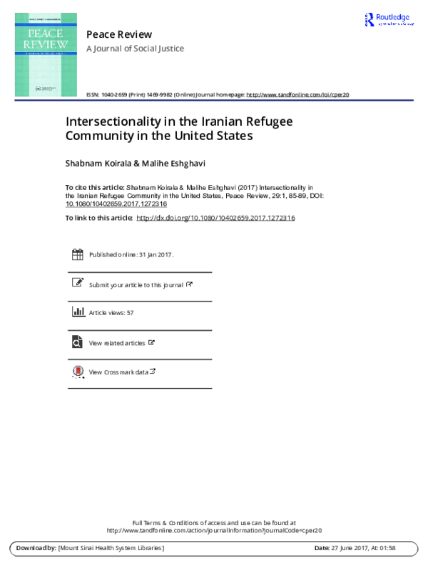 (PDF) Intersectionality in the Iranian Refugee Community in the United ...