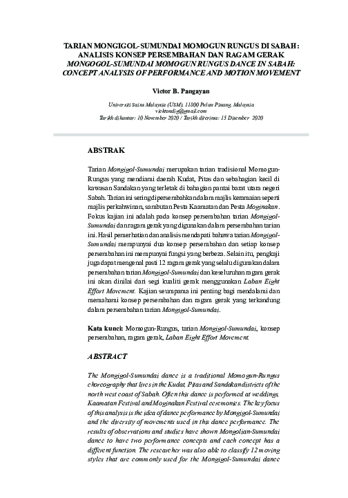 (PDF) Tarian Mongigol-Sumundai Momogun Rungus DI Sabah: Analisis Konsep ...
