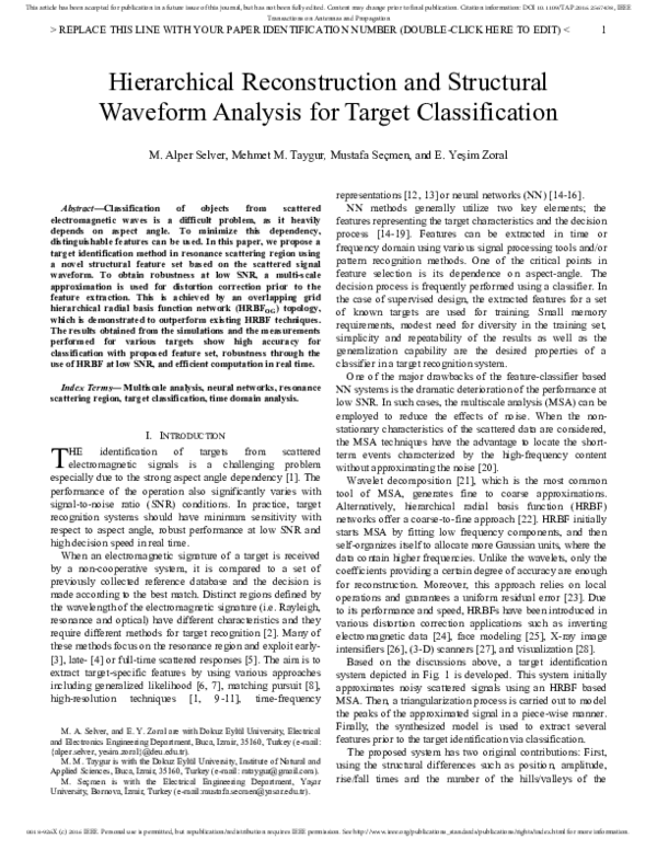 (PDF) Hierarchical Reconstruction and Structural Waveform Analysis for Target Classification