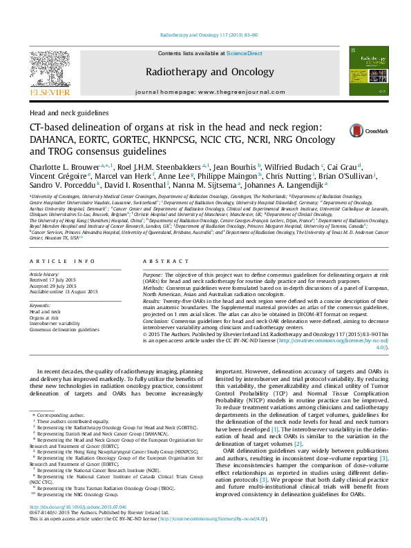 (PDF) CT-based delineation of organs at risk in the head and neck ...