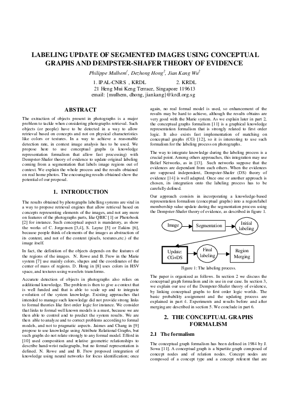 (PDF) Labeling update of segmented images using conceptual graphs and Dempster-Shafer theory of ...