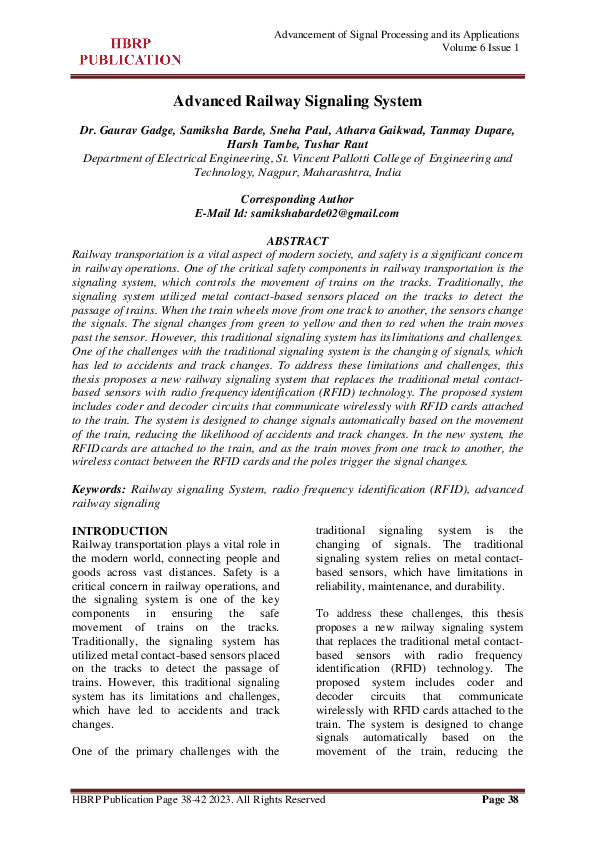 (PDF) Advanced Railway Signaling System