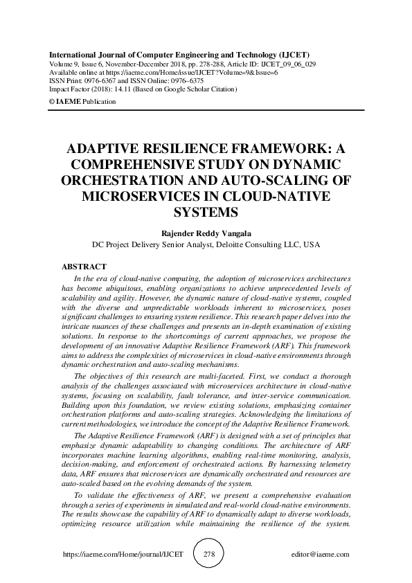 (PDF) ADAPTIVE RESILIENCE FRAMEWORK: A COMPREHENSIVE STUDY ON DYNAMIC ...