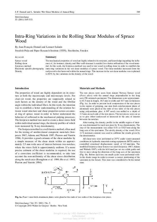(PDF) Intra-Ring Variations in the Rolling Shear Modulus of Spruce Wood ...