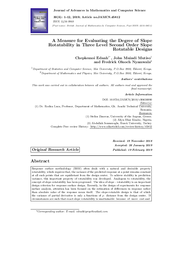 (PDF) A Measure for Evaluating the Degree of Slope Rotatability in ...