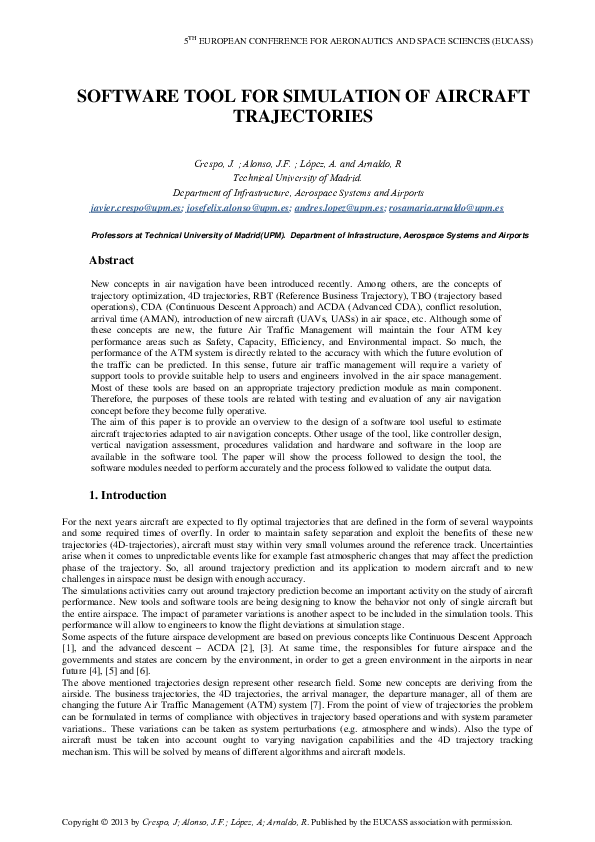 (PDF) Software tool for simulation of aircraft trajectories