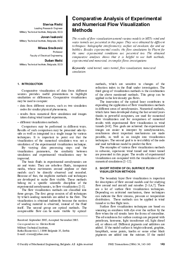 (PDF) Comparative analysis of experimental and numerical flow visualization methods
