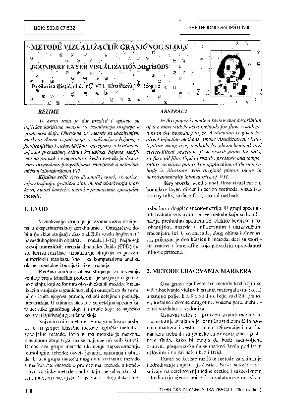 (PDF) Boundary layer visualization methods | Slavica Ristic - Academia.edu