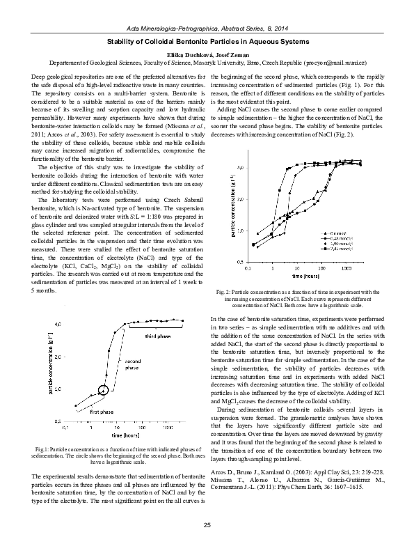 (PDF) Stability of Colloidal Bentonite Particles in Aqueous Systems ...