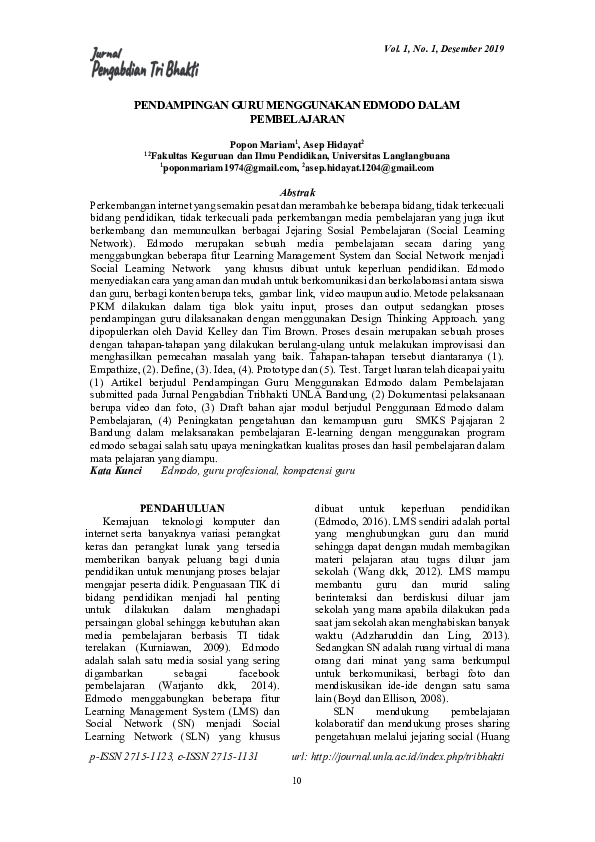 (PDF) Pendampingan Guru Menggunakan Edmodo dalam Pembelajaran | Asep Hidayat - Academia.edu