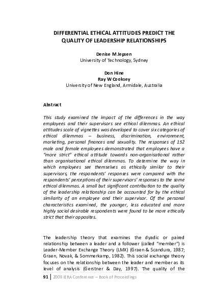 (PDF) Differential ethical attitudes predict the quality of leadership ...