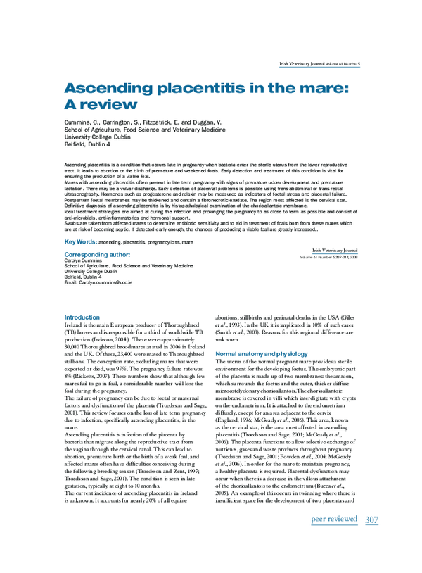 (PDF) Ascending placentitis in the mare: A review