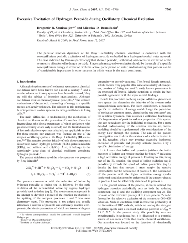 (PDF) Excessive Excitation of Hydrogen Peroxide during Oscillatory ...