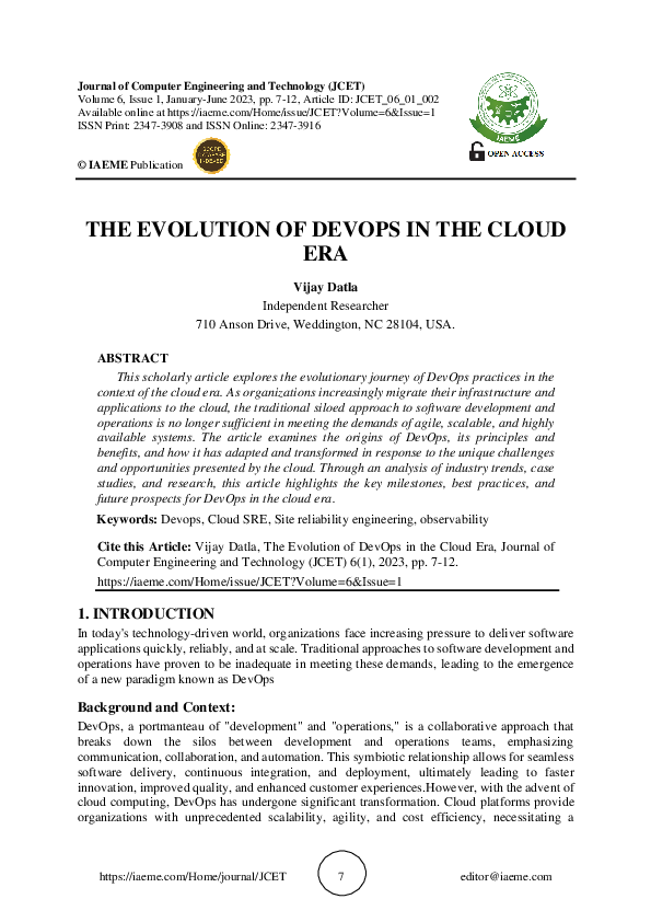 (PDF) THE EVOLUTION OF DEVOPS IN THE CLOUD ERA