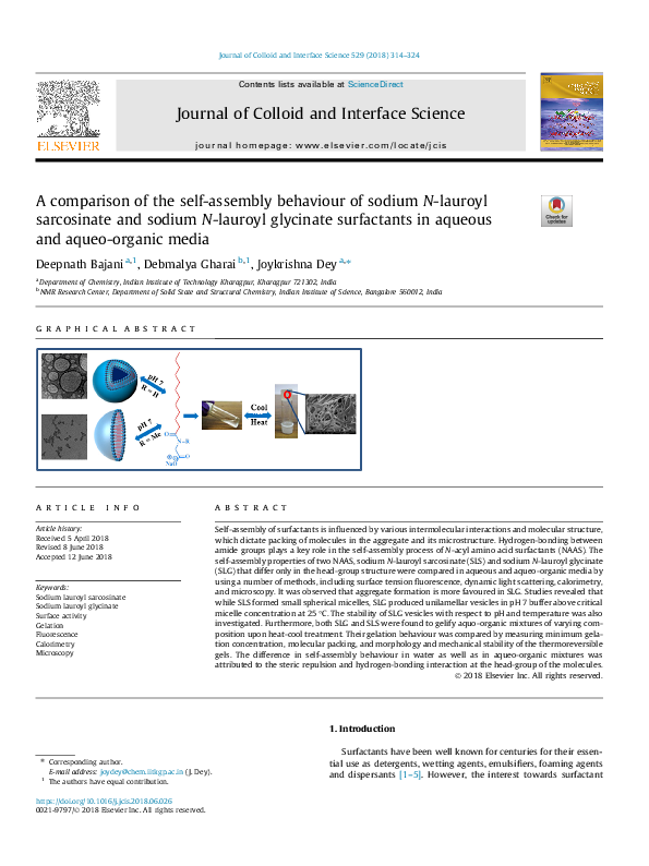(PDF) A comparison of the self-assembly behaviour of sodium N-lauroyl ...