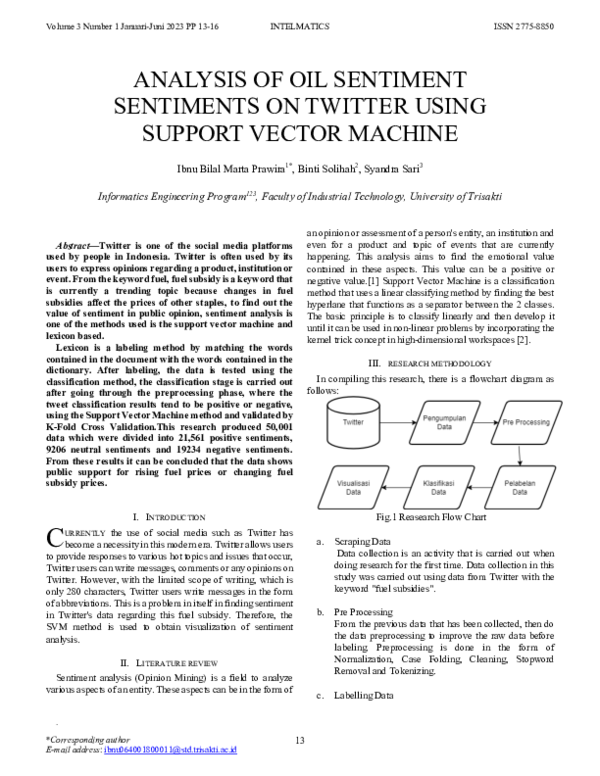 (PDF) Analysis of Oil Sentiment Sentiments on Twitter Using Support ...