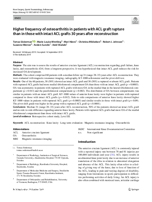 (PDF) Graft Rupture and Failure After ACL Reconstruction