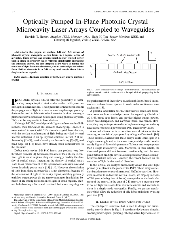 (PDF) Optically Pumped In-Plane Photonic Crystal Microcavity Laser ...