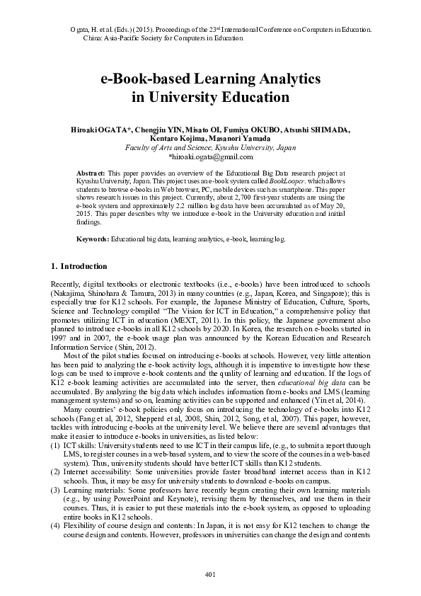 (PDF) e-Book-based learning analytics in University education