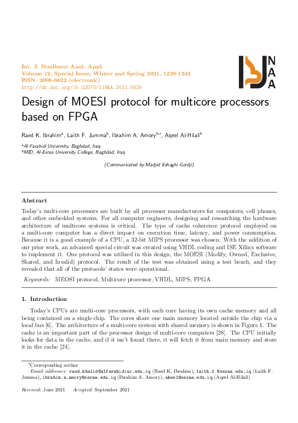 (PDF) Design of MOESI protocol for multicore processors based on FPGA