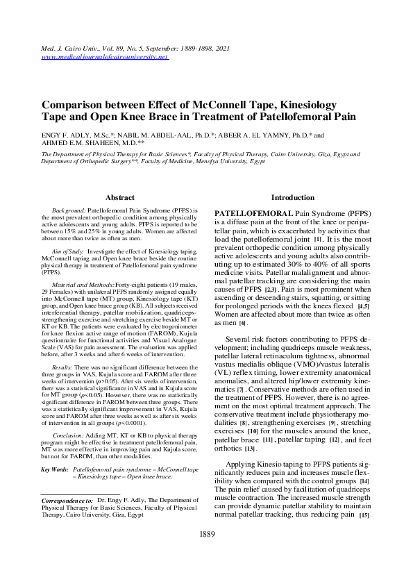 (PDF) Comparison between Effect of McConnell Tape, Kinesiology Tape and ...