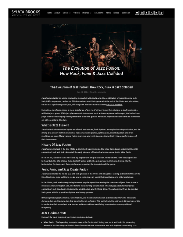 (PDF) The Evolution of Jazz Fusion How Rock Funk Jazz Collided