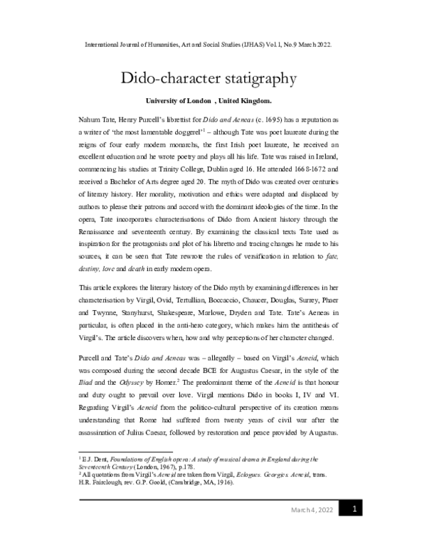 (PDF) Dido: Character Stratigraphy
