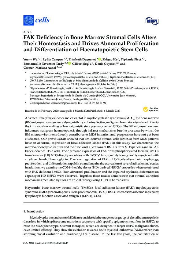 (PDF) FAK Deficiency in Bone Marrow Stromal Cells Alters Their ...