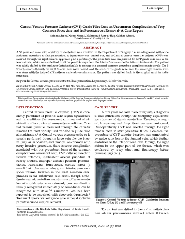 (PDF) Central Venous Pressure Catheter (CVP) Guide Wire Loss an ...