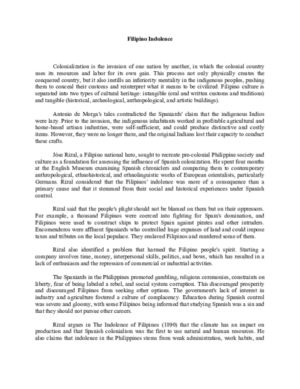 (DOC) Filipino-Indolence