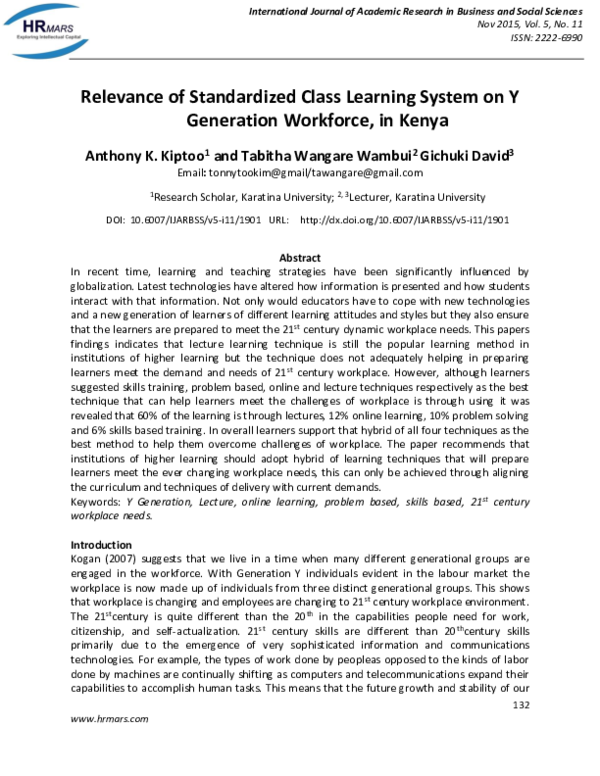 (PDF) Relevance of Standardized Class Learning System on Y Generation ...