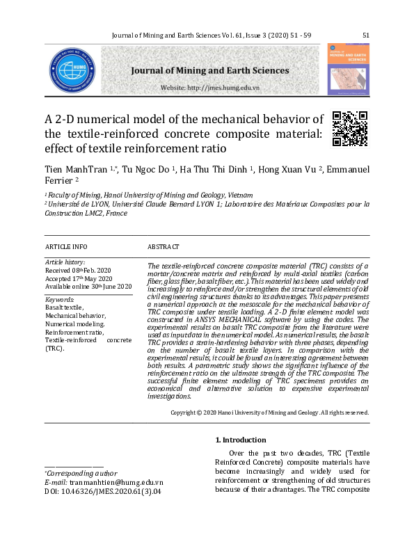 (PDF) A 2-D numerical model of the mechanical behavior of the textile ...
