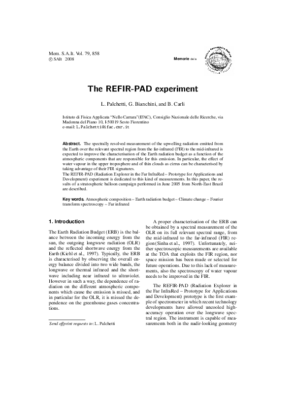 (PDF) The REFIR-PAD experiment