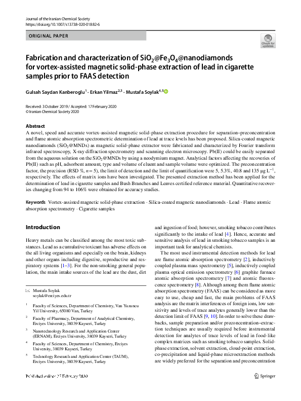 Pdf Fabrication And Characterization Of Sio2 Fe3o4 Nanodiamonds For Vortex Assisted Magnetic