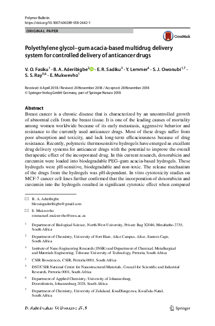 (PDF) Polyethylene glycol–gum acacia-based multidrug delivery system ...
