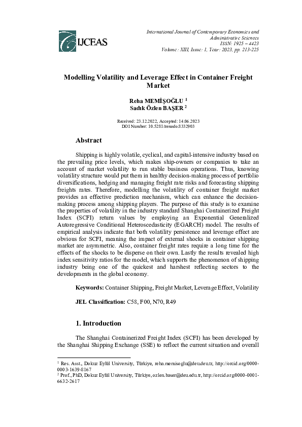 (PDF) Modelling Volatility and Leverage Effect in Container Freight Market