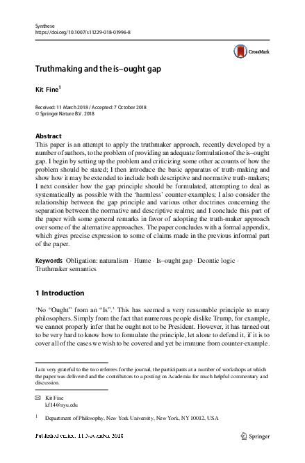 (PDF) Truthmaking and the is–ought gap
