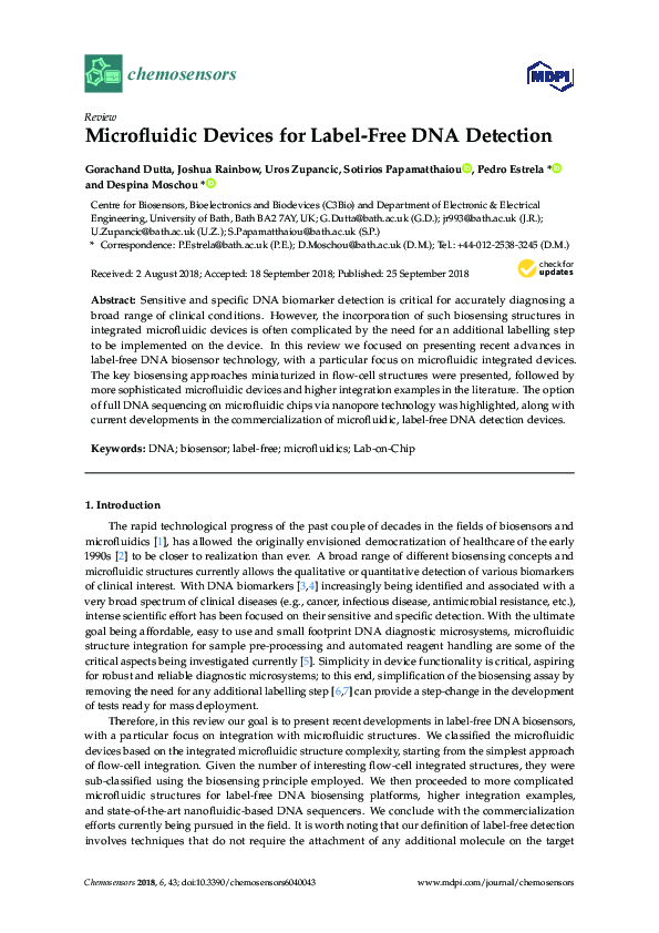 (PDF) Microfluidic Devices for Label-Free DNA Detection