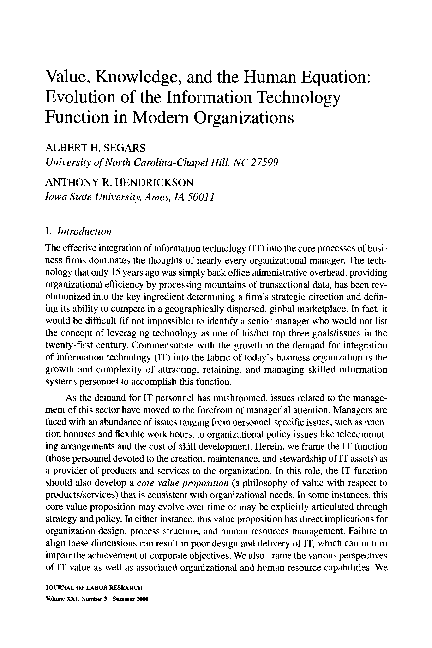 (PDF) Value, knowledge, and the human equation