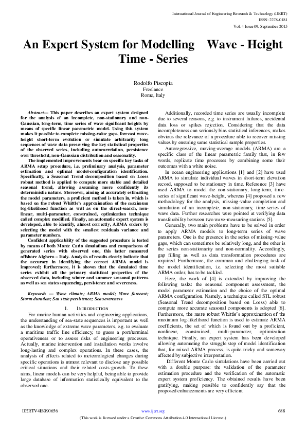 (PDF) An Expert System for Modelling Wave - Height Time - Series