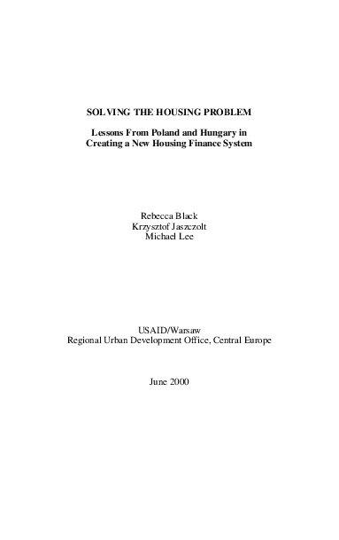 (PDF) Solving the housing problem: lessons from Poland and Hungary in ...